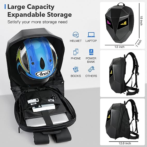 Laptop Bag Motorcycle Riding Backpack Hard Shell Bag Motorbike Luggage ...