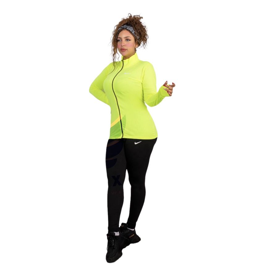 Long Zipper model - Sports Suit long sleeve -Phosphorous yellow