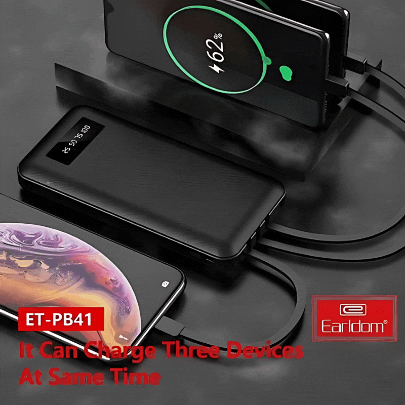 باور بنك EARLDOM PB41 Power Bank 10000 MAH Built in cables