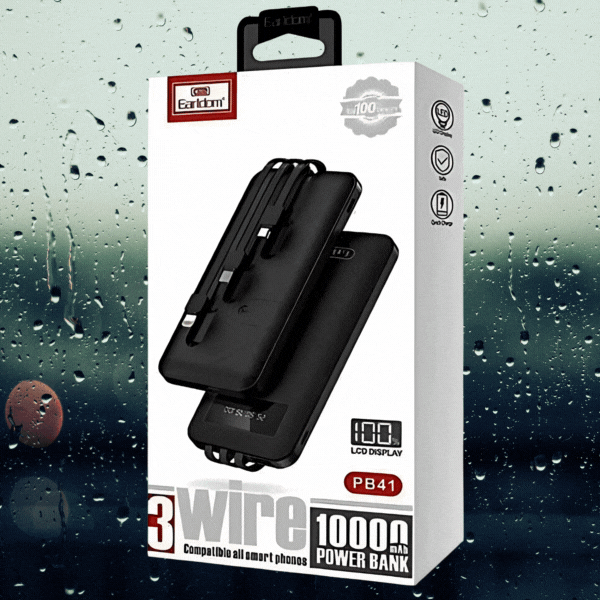 باور بنك EARLDOM PB41 Power Bank 10000 MAH Built in cables