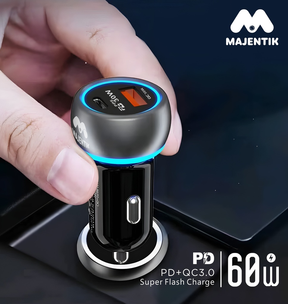 Car Charger Head Super Fast مخرجين ( type c 30w + usb 30w )