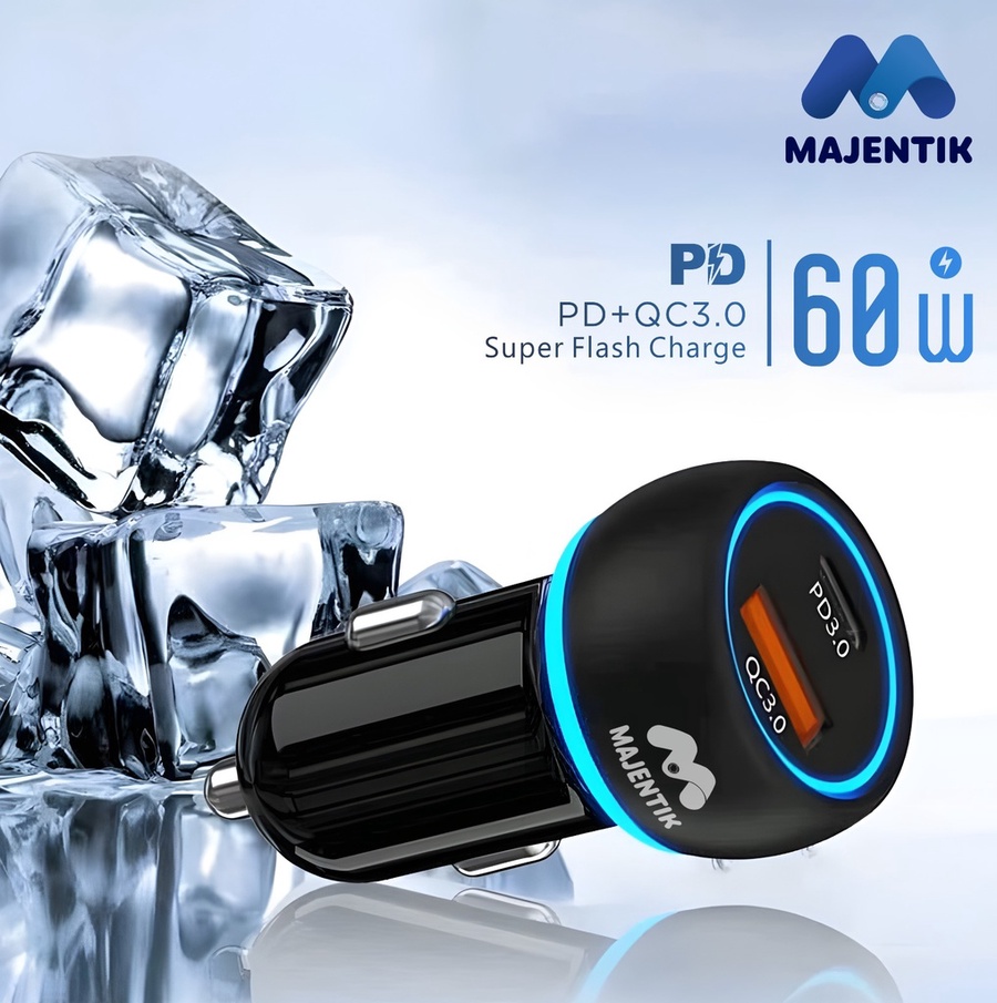 Car Charger Head Super Fast مخرجين ( type c 30w + usb 30w )