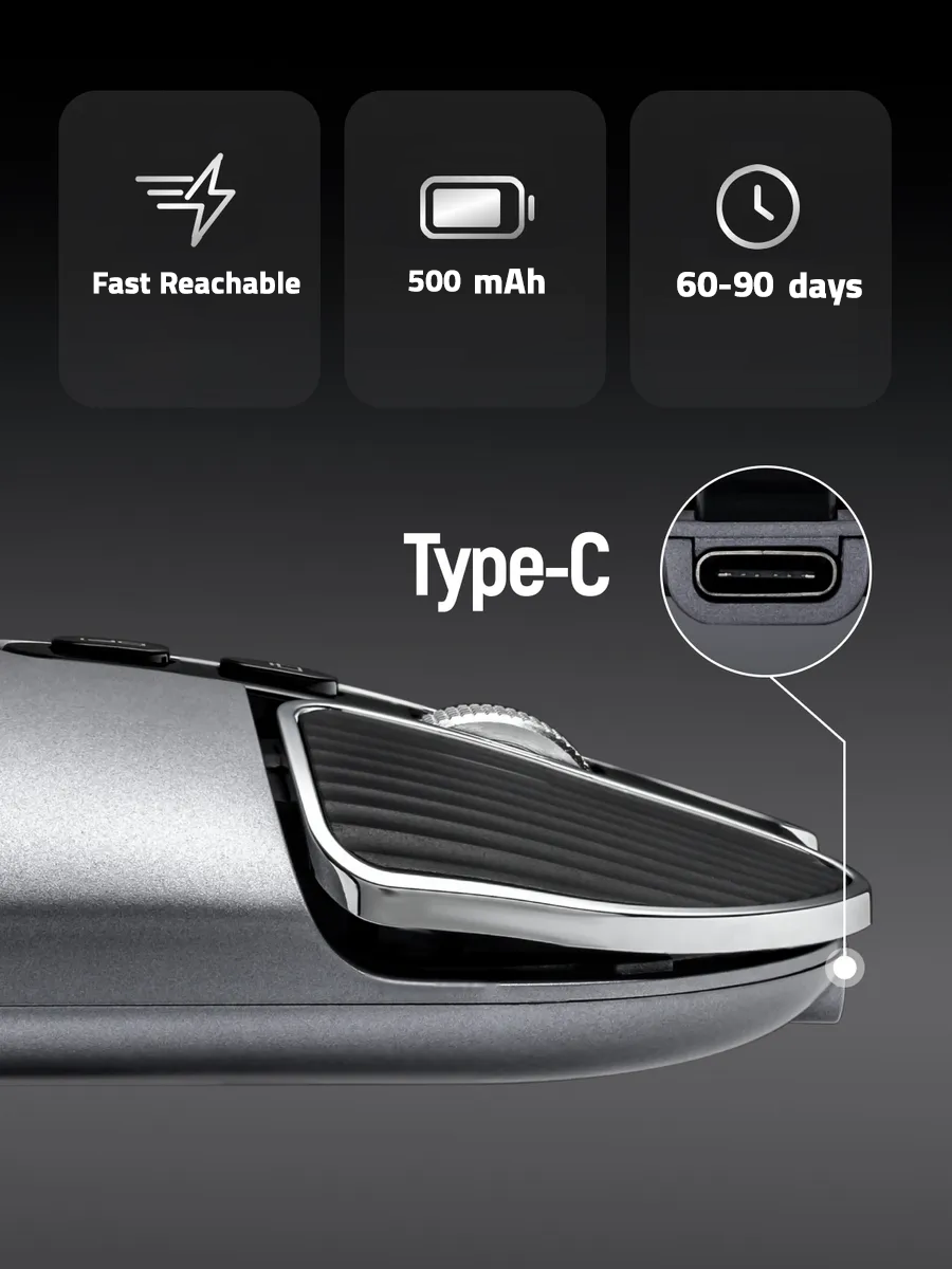 GR-M203 Rechargeable Wireless Mouse works up to 2 months from the charge