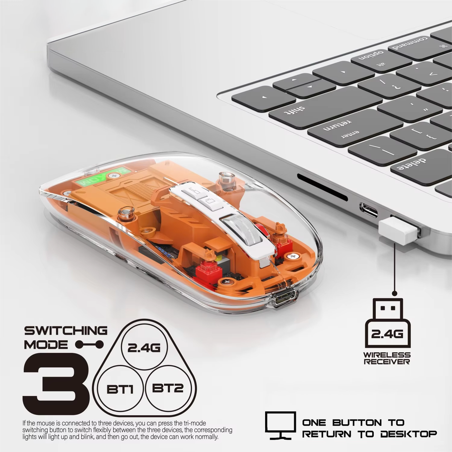 GR-M233 Dual connection Wireless & Bluetooth Rechargeable Mouse with power inductor works up to ...