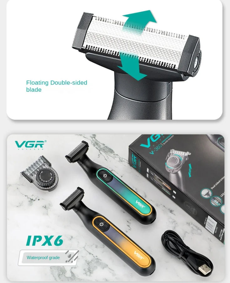 ماكينة vgr v-360 المقاومة للماء للدقن والجسم والمناطق الحساسه